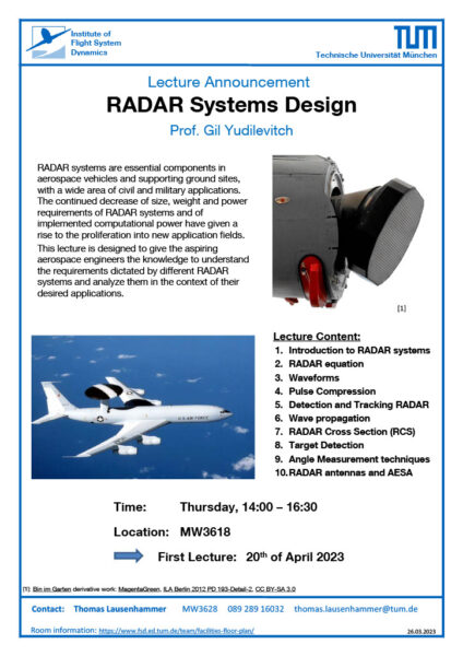 Lecture Announcement: Radar Systems Design | TUM – Institute of Flight System Dynamics